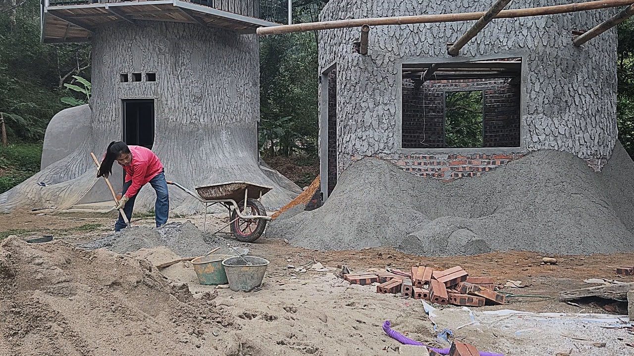 Build soil to shape tree roots for the house - YouTube