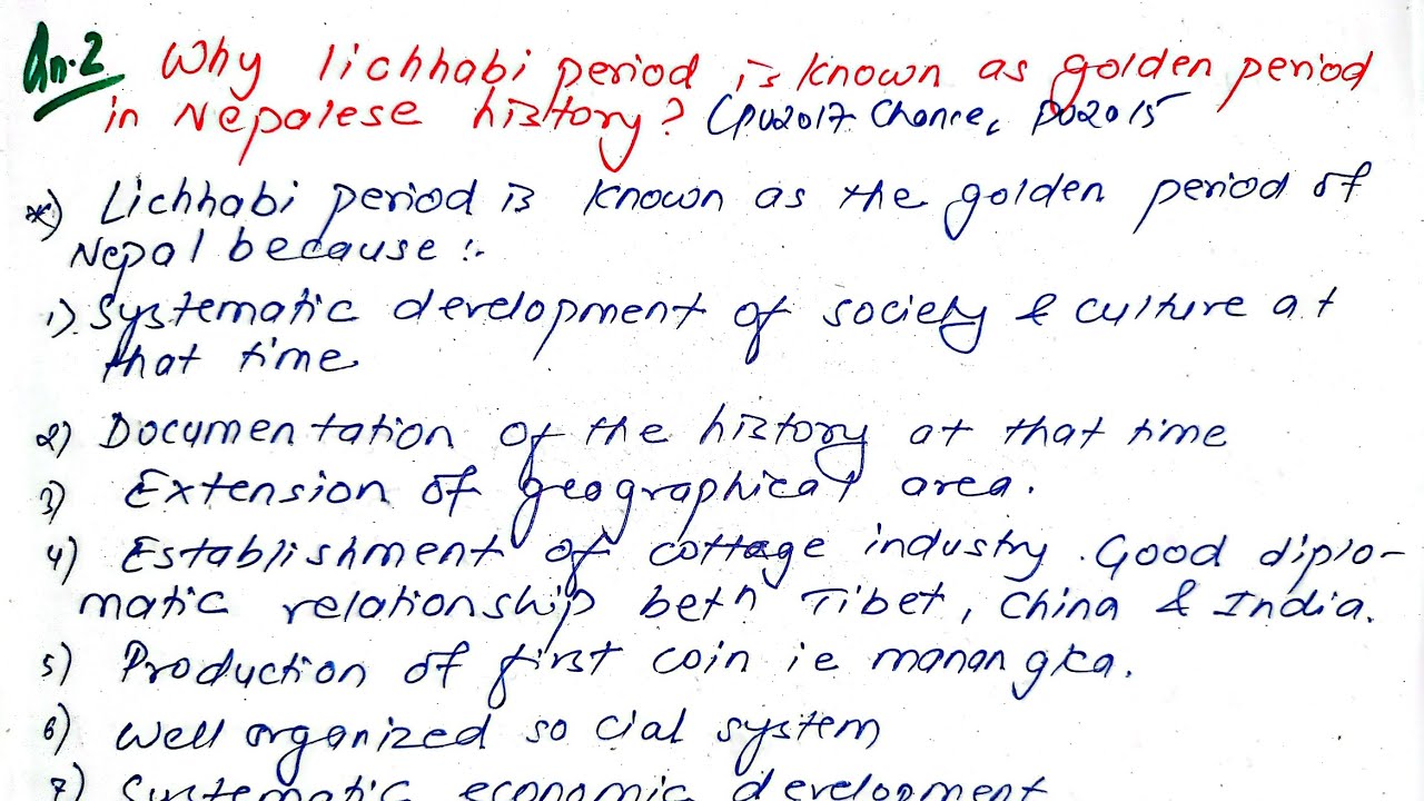 Why Lichhabi period is known as golden period in Nepalese history ...