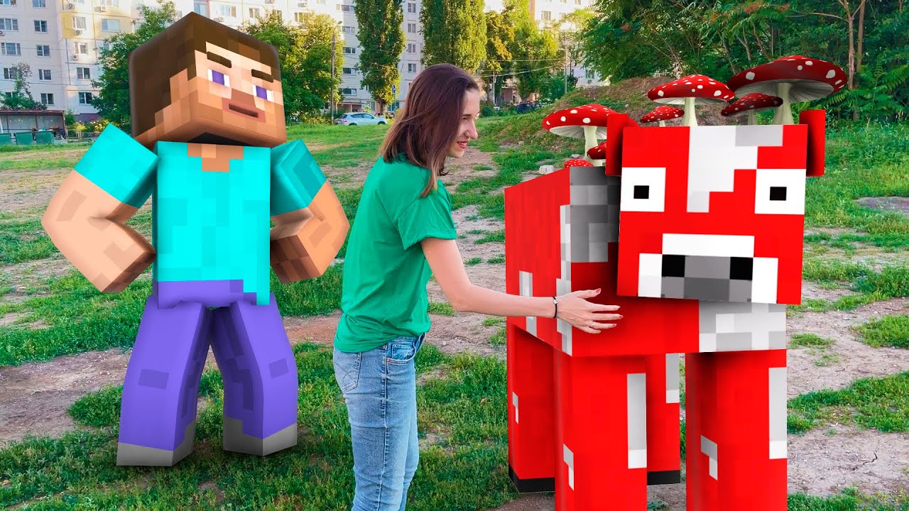 Minecraft animation Mooshroom in real life - YouTube