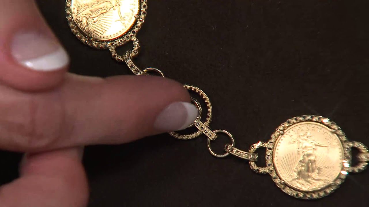 14K/22K Gold Liberty Coin 18" Diamond Cut Station Necklace, 33.5g with ...