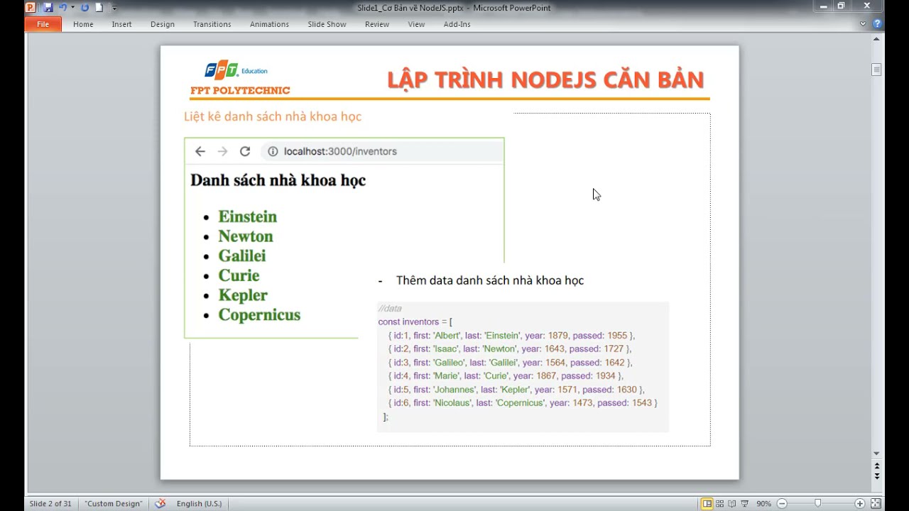 nodejs web503 Hiển thị danh sách nhà khoa học Lab1 Bài3 - YouTube