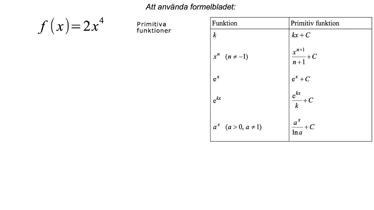 Ma3 5.4 Primitiva funktioner med och utan villkor - YouTube