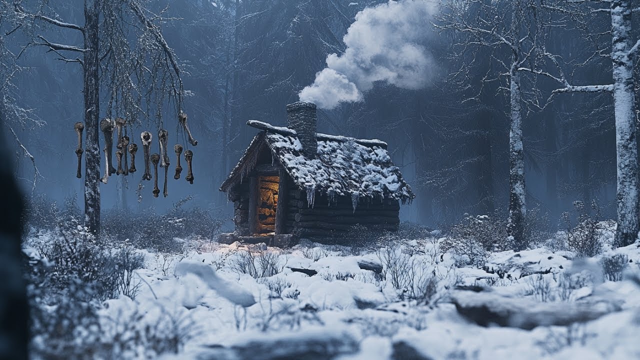 Mysterious Cabin in Snowy Forest: Eerie Winter Retreat with Creepy ...