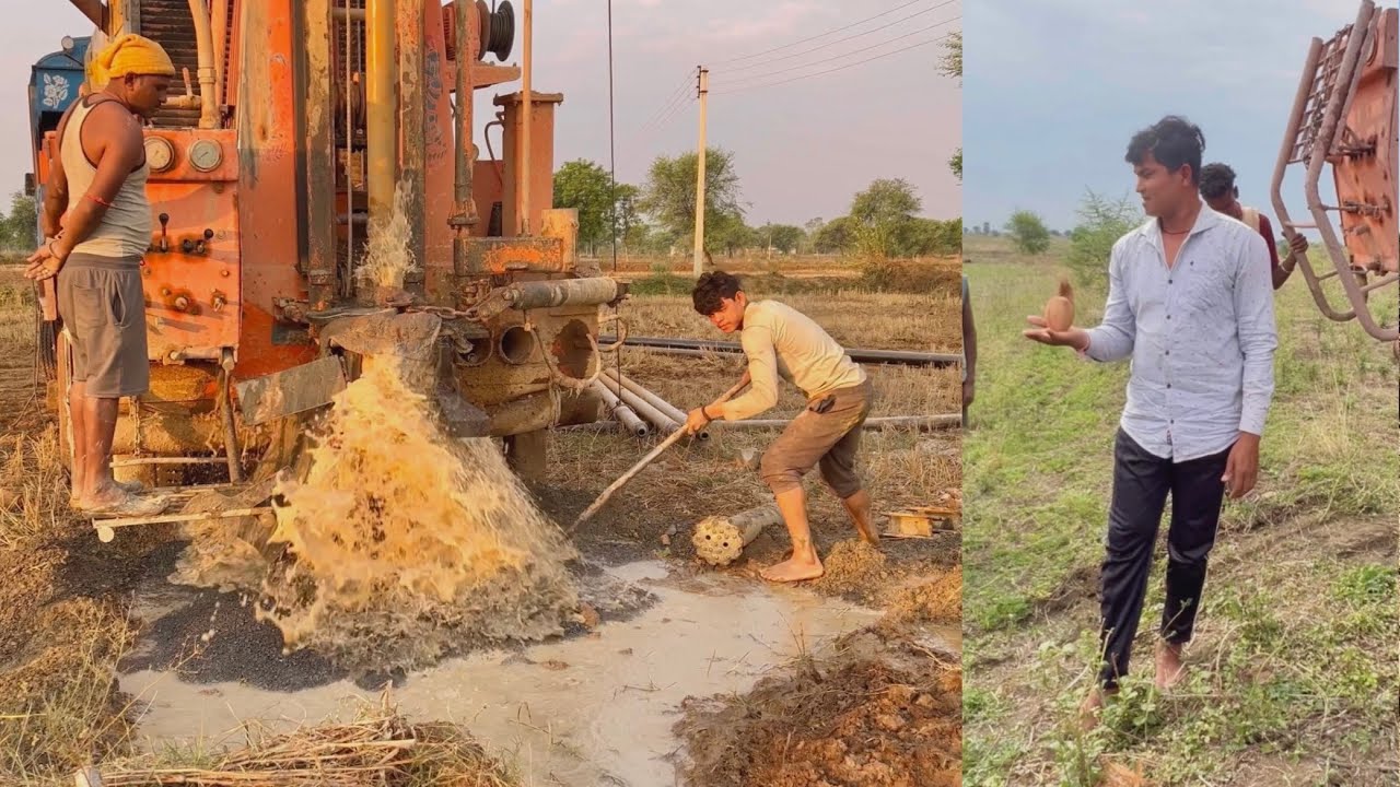 Borewell Drilling With Coconut water checking Method | 10 Hp Motor 195 ...