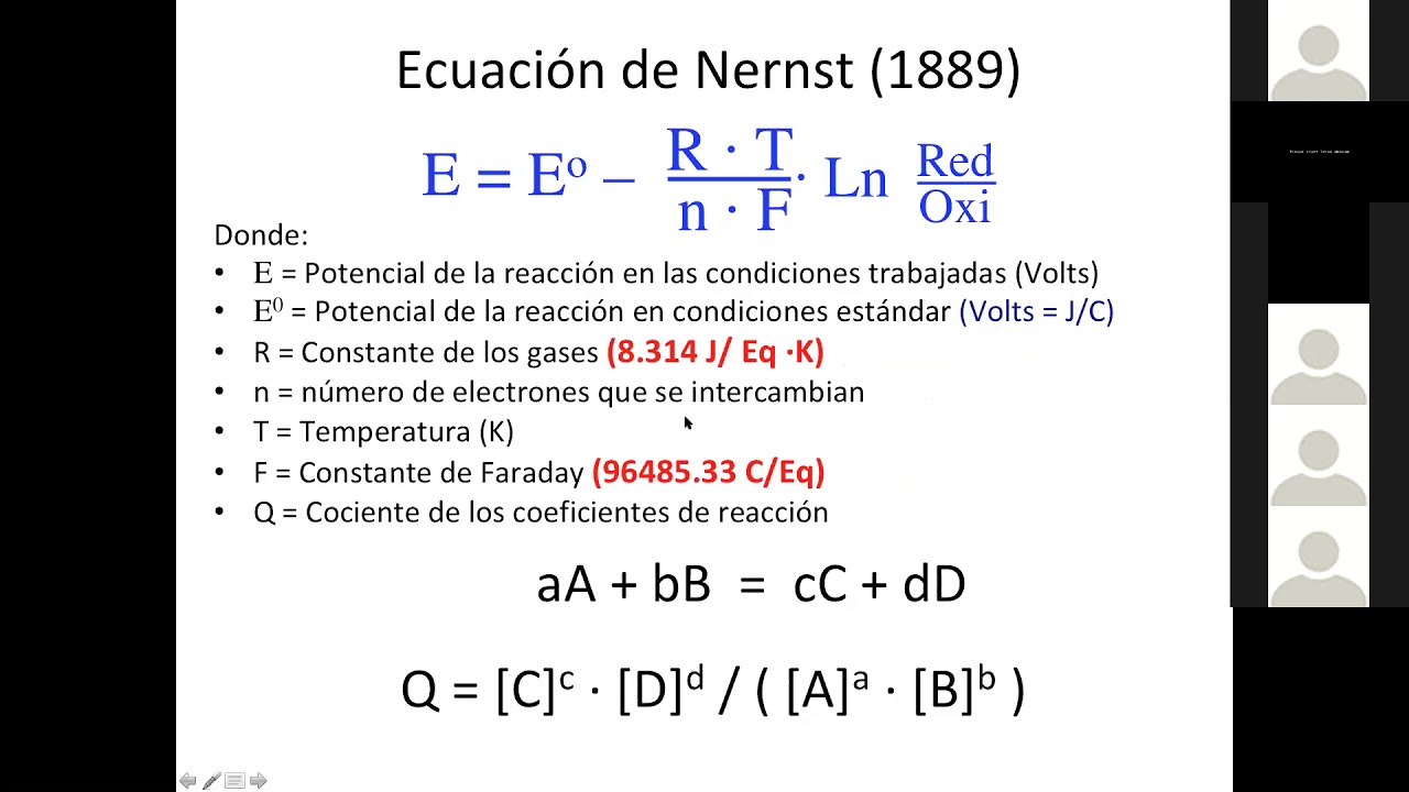 Redox y Ión electrón. Ecuación de Nernst parte 2 - YouTube