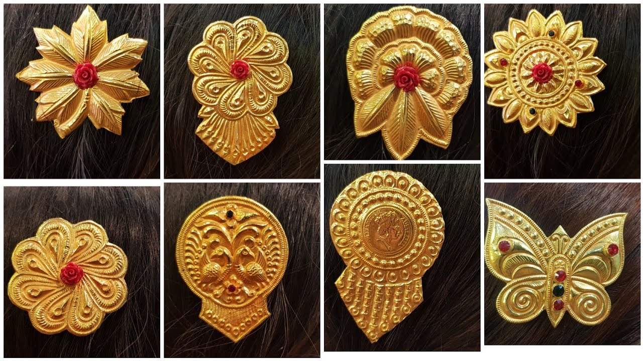 Exclusive Gold Hair Clips||Chandrama Designs#Tizz special in Light ...