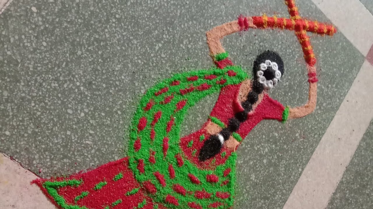 Navratri special rangoli 😍#rangoli #navratri #garba #dandiya # ...