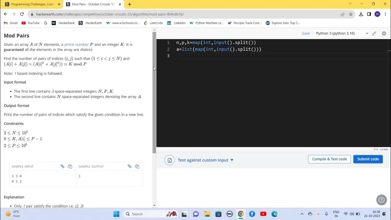 Mod pairs on hackerearth #mod pairs #coding #hackerearth #viral #youtube - YouTube