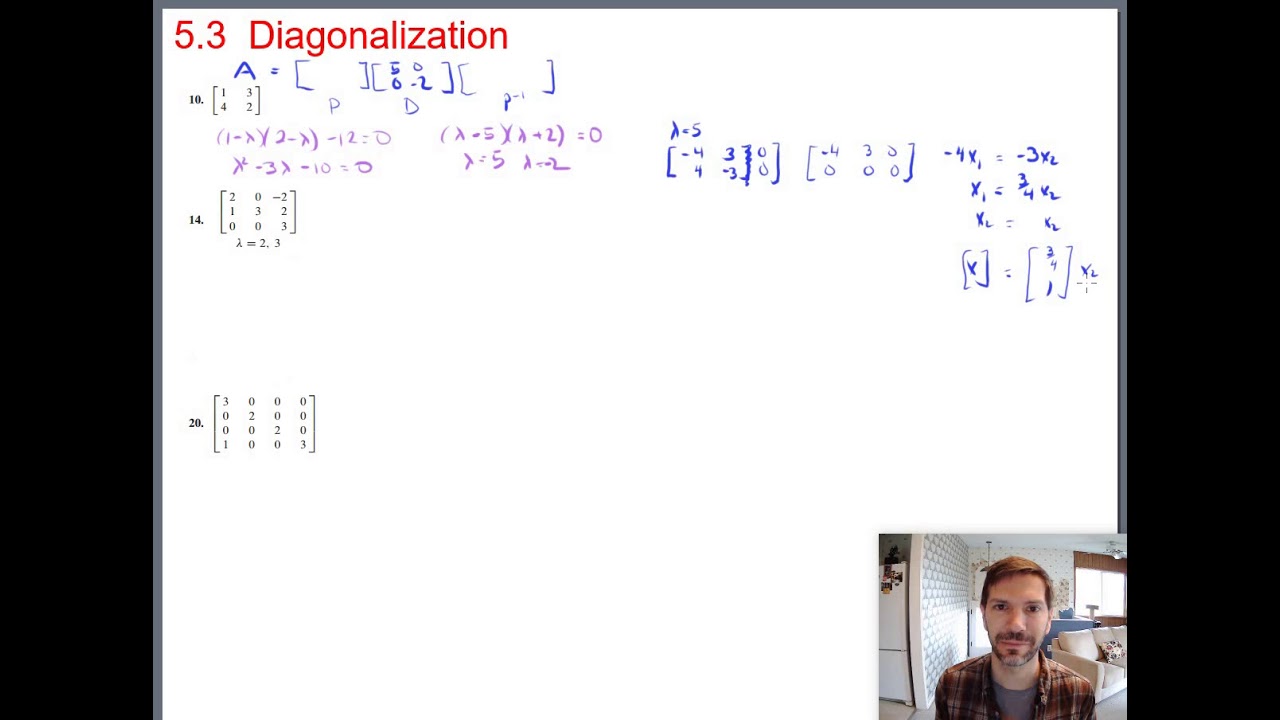 Diagonalizing a Matrix continued, with examples (Math 204 Section 5.3 video 2) - YouTube