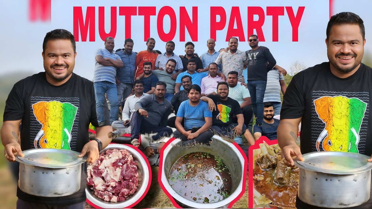 mutton party in jungle // jungle re sangamanaka saha mutton bhoji # ...