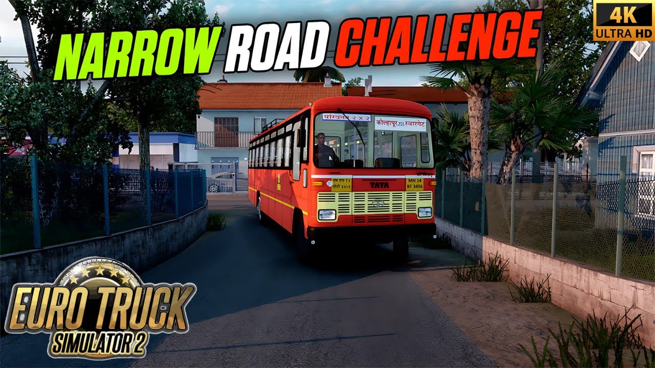 🚍 MSRTC Bus Challenge | Extreme Narrow Road Driving | ETS2 Realistic 4K ...