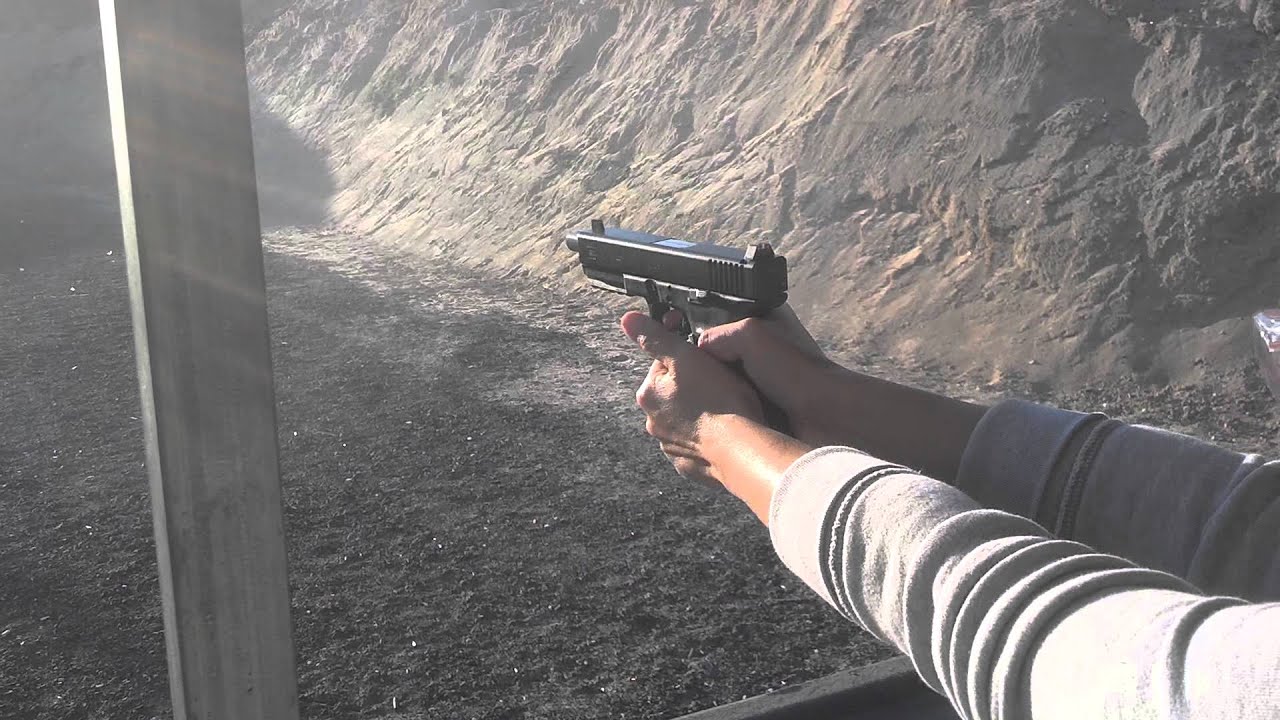 Woman shooting Glock 21sf - YouTube
