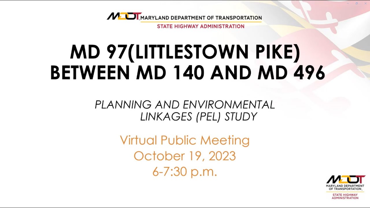 MD 97 PEL Study Virtual Public Meeting - YouTube