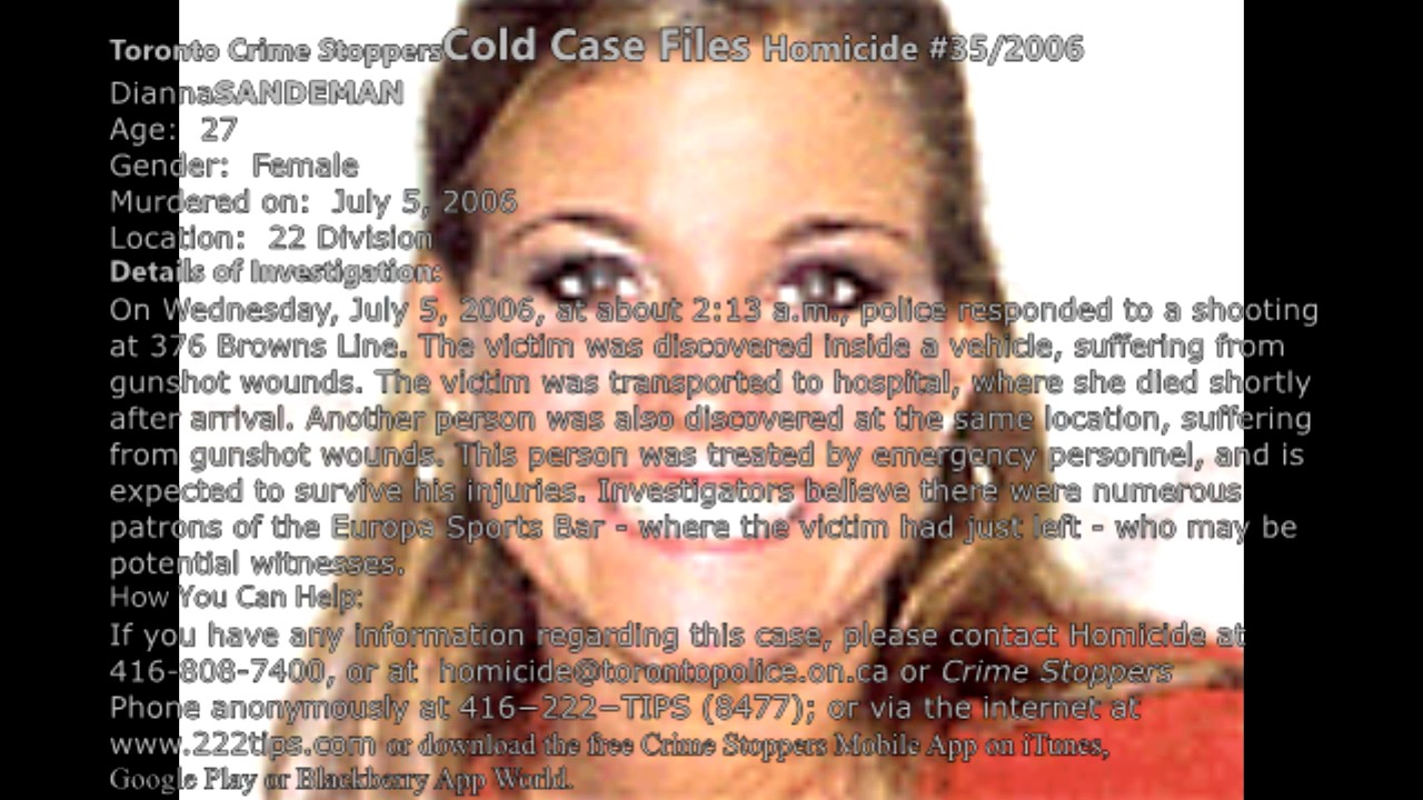 Dianna Sandeman Homicide Cold Case #352006 - YouTube
