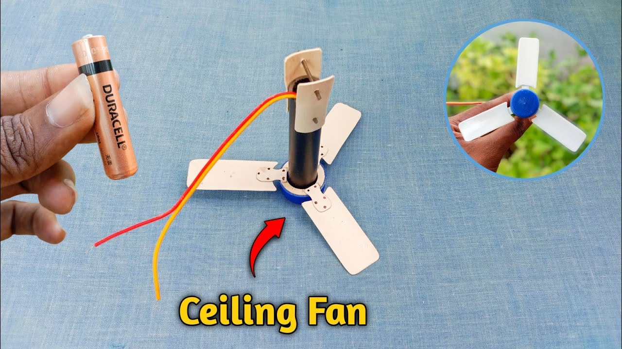 How To Make A Mini Ceiling Fan | Homemade DC Ceiling Fan | Science ...