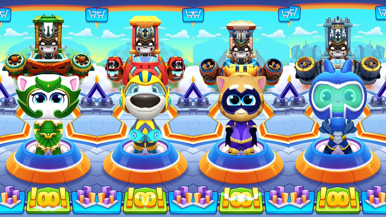 Talking Tom Hero Dash Fight All Raccoon Bosses in Order (Android iOS ...