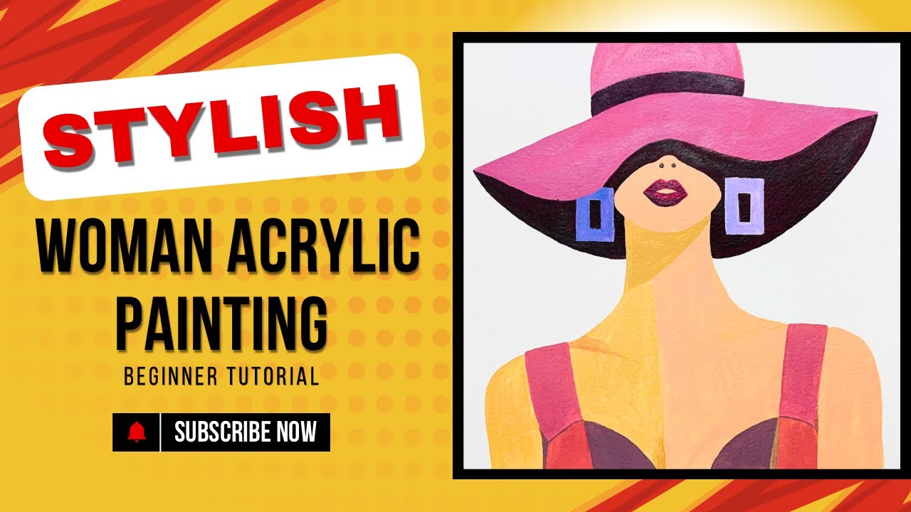 Stylish Woman Face Acrylic Painting for Beginners | Step-by-Step Art ...