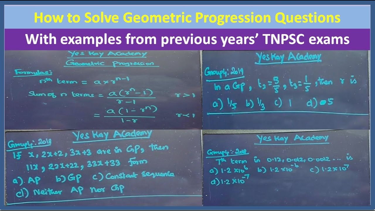 How to solve Geometric Progression Aptitude problems - with examples from previous years TNPSC ...
