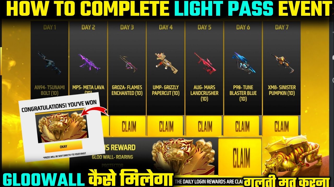 HOW TO COMPLETE NEW LIGHT PASS EVENT IN FREE FIRE || LIGHT PASS EVENT ...