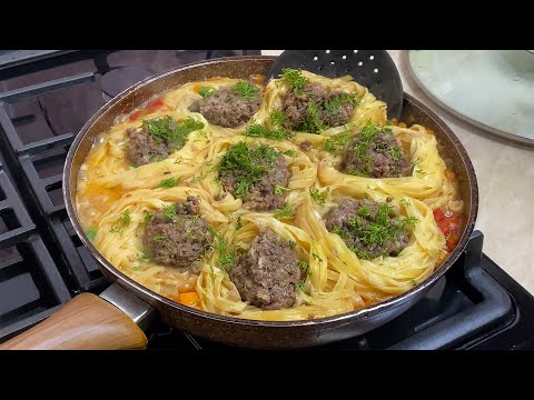 Tushlikga osongina Makaron va qiymali taom / Супер ленивый ужин Гнезда с фаршем