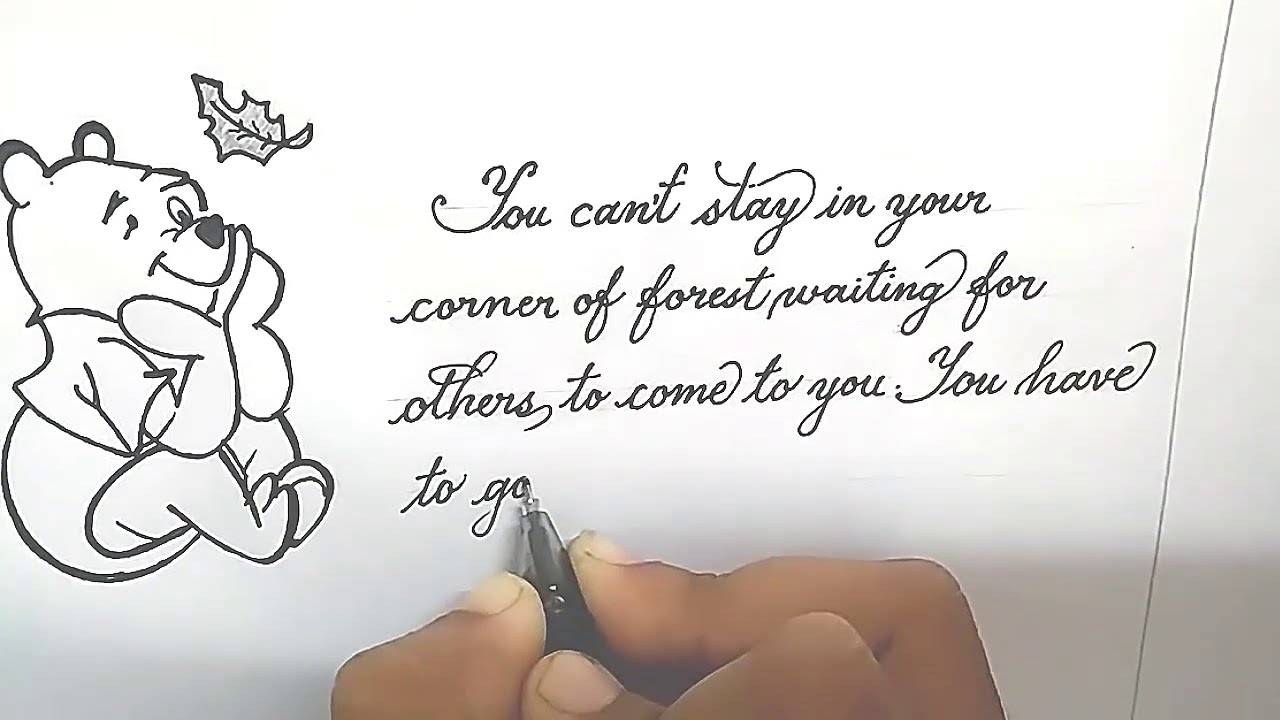 Good and neat handwriting with gel pen| Pooh drawing for kids| cursive ...