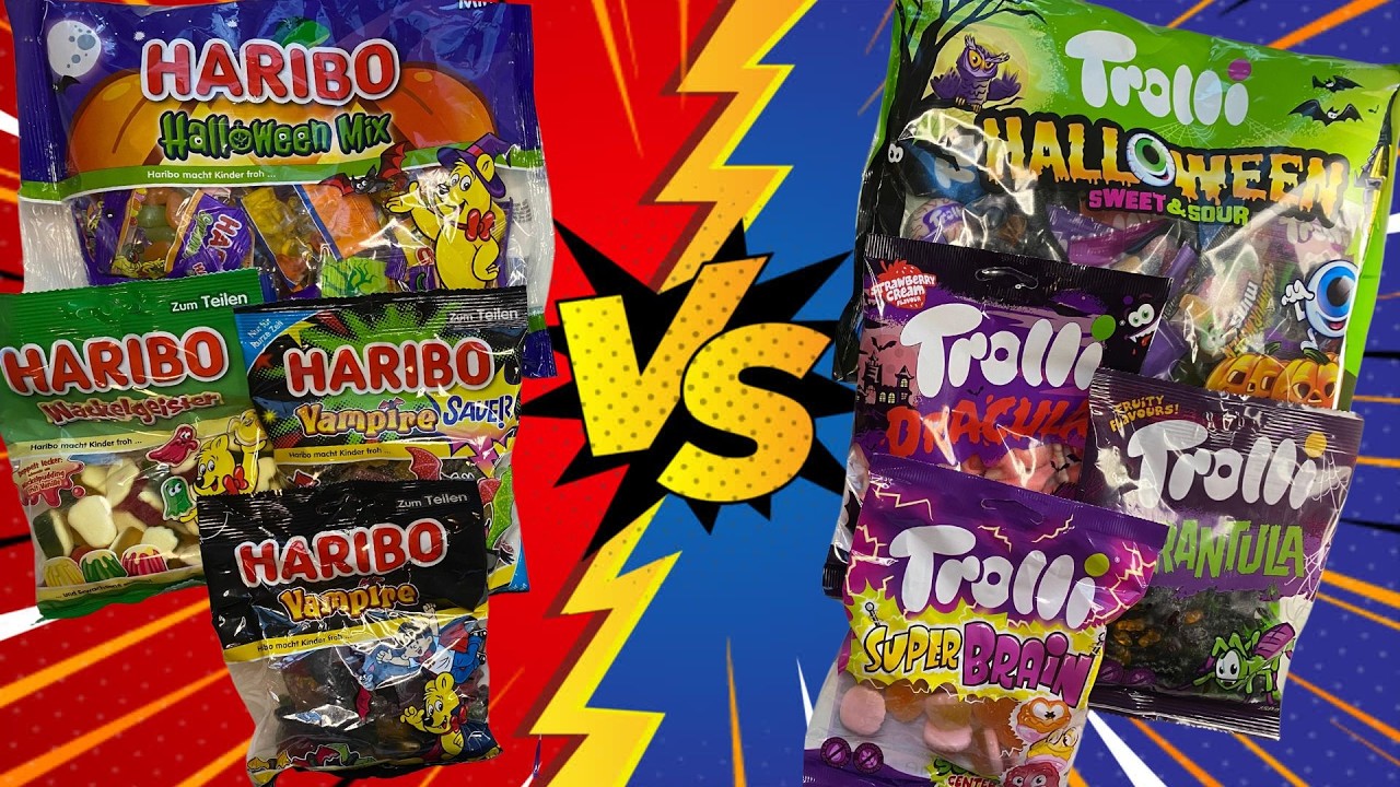 Halloween Candy SHOWDOWN Haribo VS Trolli - YouTube