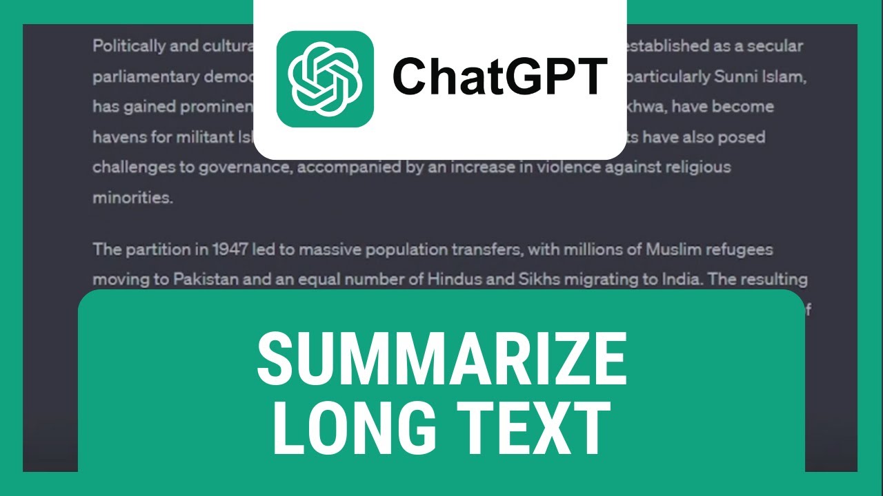 ChatGPT: How To Summarize Long Text - YouTube