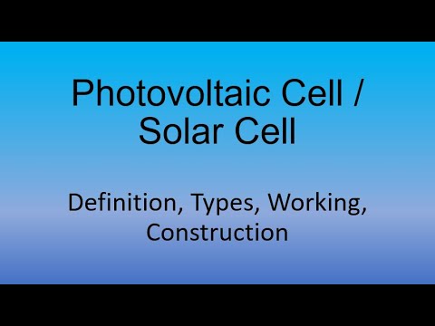 Photovoltaic cell || Solar Cell || Solar radiation detector || Sensors ...