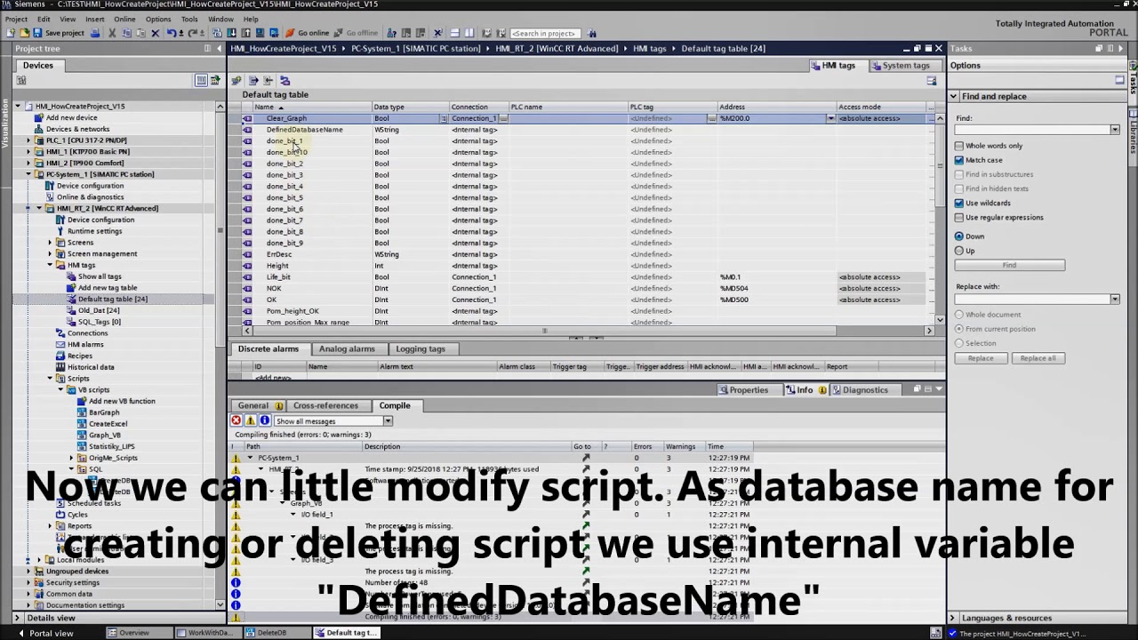 Siemens Tia Portal Hmi Tutorial How To Delete Database From Wincc Rt Sql Hmi Rt Youtube