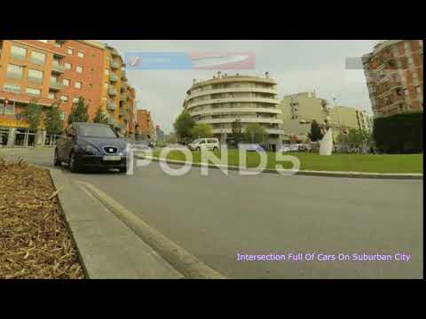 Intersection Full Of Cars On Suburban City - Stock Footage