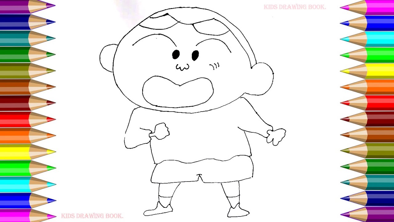 KIDS DRAWING BOOK! HOW TO DRAW MASAO FROM CRAYON SHIN CHAN CARTOON STEP ...