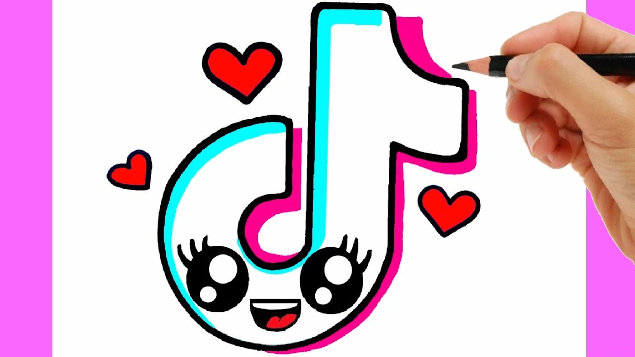HOW TO DRAW A TIK TOK LOGO EASY STEP BY STEP - EASY DRAWINGS - YouTube