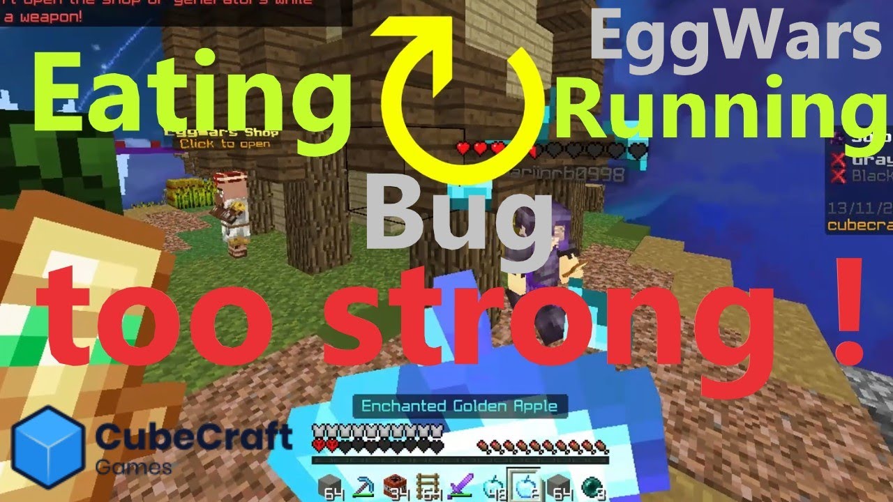 【Eating and Running Apple】Bug too strong EggWars CubeCraft bedrock ...