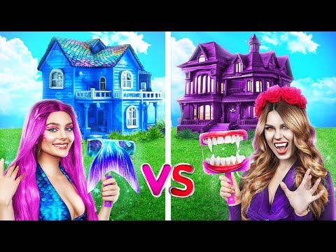Einfarbige Haus Challenge! Meerjungfrau vs Vampir!