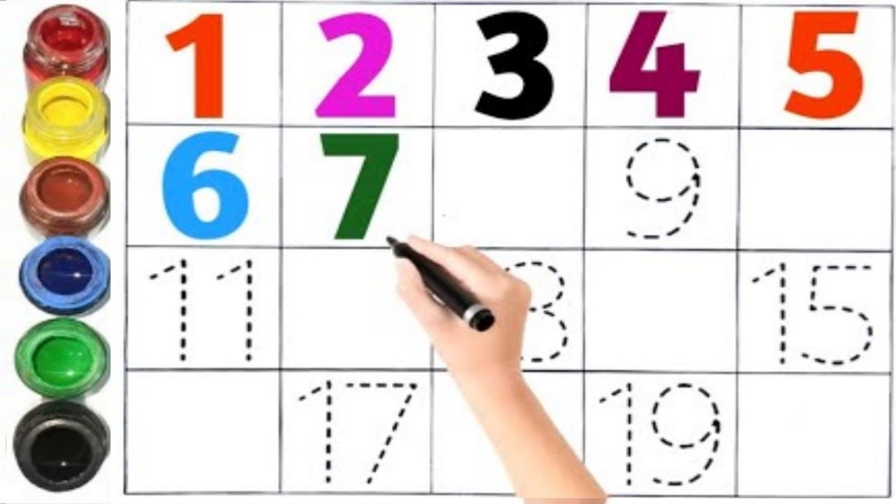 123 Numbers, 123, 1234, collection for writing along dotted lines for ...