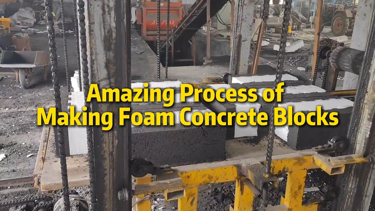 Amazing Process of Making Foam Concrete Blocks - YouTube