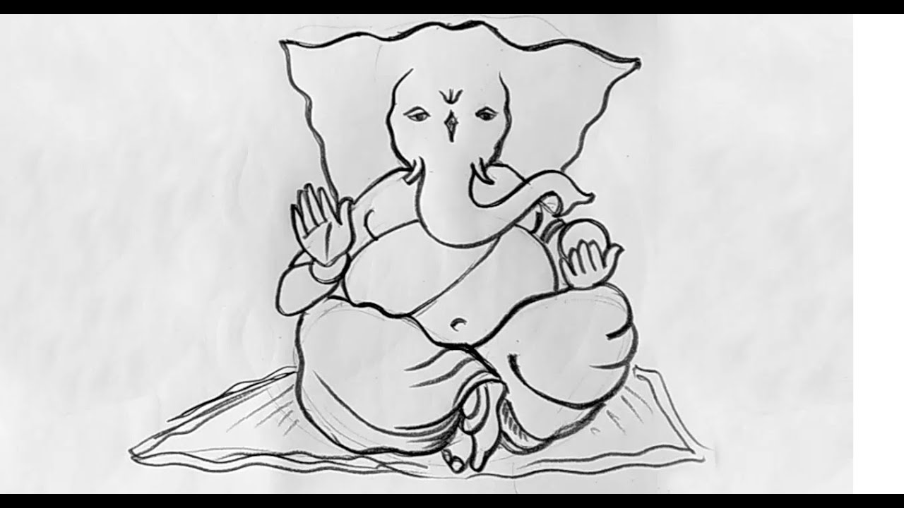 Lord Ganesha line drawing easy for beginners - YouTube