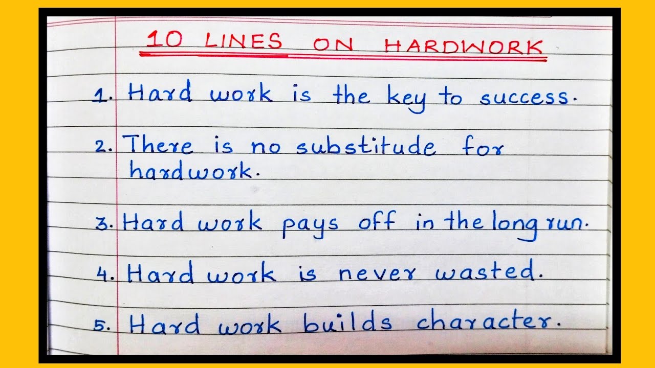 Essay on Hard Work I Hard Work is the Key to Success I 10 Line on Hard ...