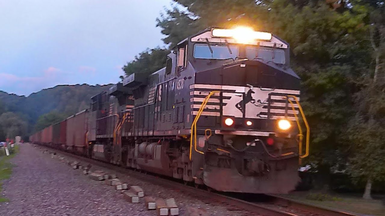 NS 4538 leads 564 Eastbound with Idiots Crossing in front of the train - YouTube