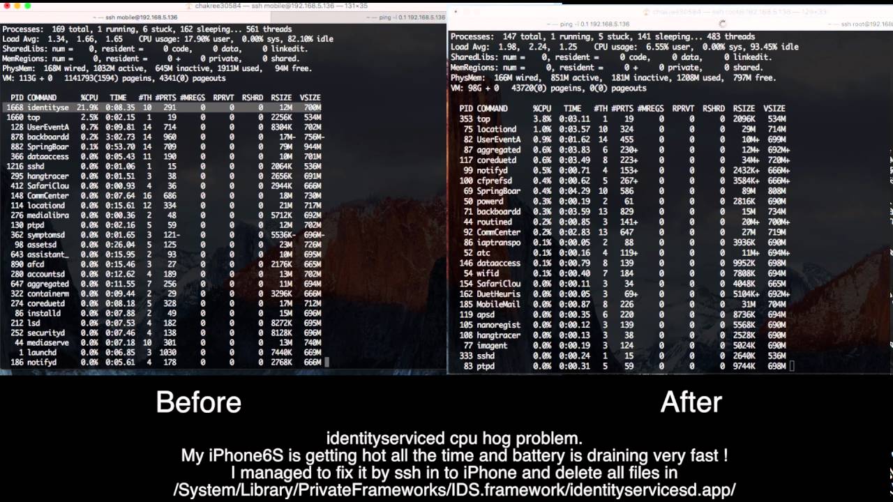 identityserviced cpu hog fixed (iPhone6s) - YouTube