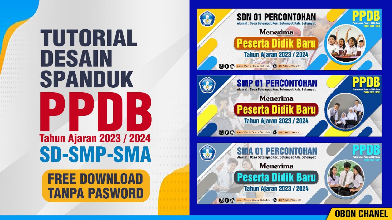 CARA DESAIN SPANDUK PPDB 2023 / 2024 - MUDAH DAN CEPAT - obon chanel ...