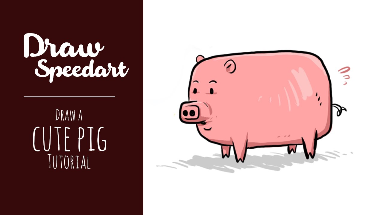 How to Draw a Cute Pig - Speed art Tutorial - YouTube