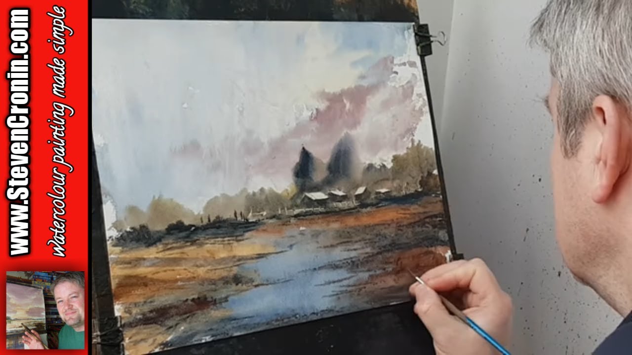 Flooded Fields Watercolour Painting Tutorial - YouTube