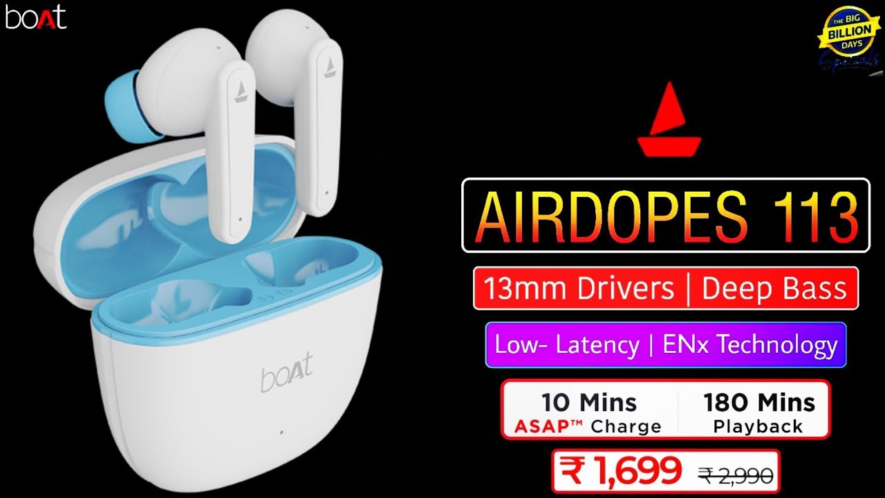 Boat Airdopes 113 Earbuds🔥13mm Drivers | Low- Latency | ENx | 24 Hours ...