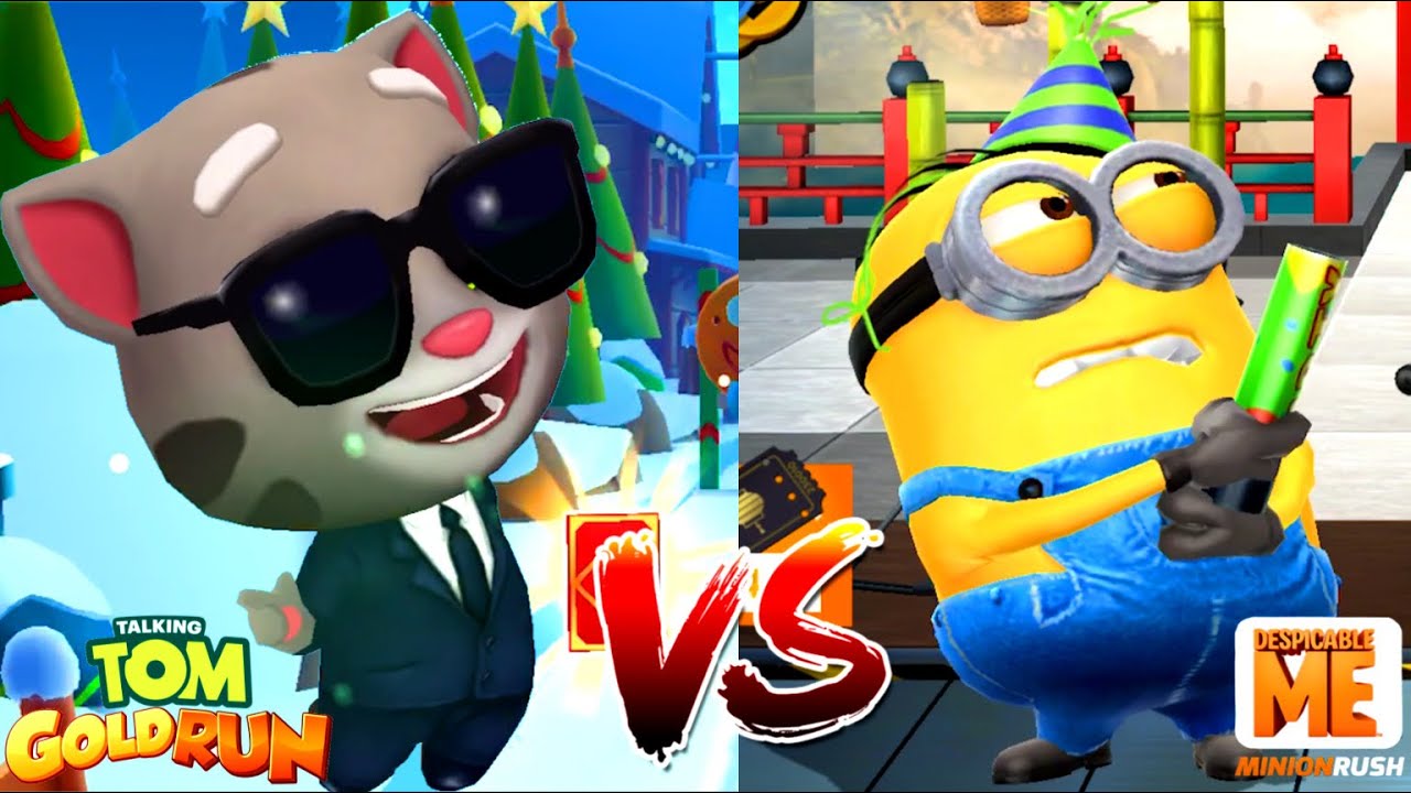 Talking Tom Gold Run VS Minion Rush Кто круче? Агент Том Vs Миньон с ...