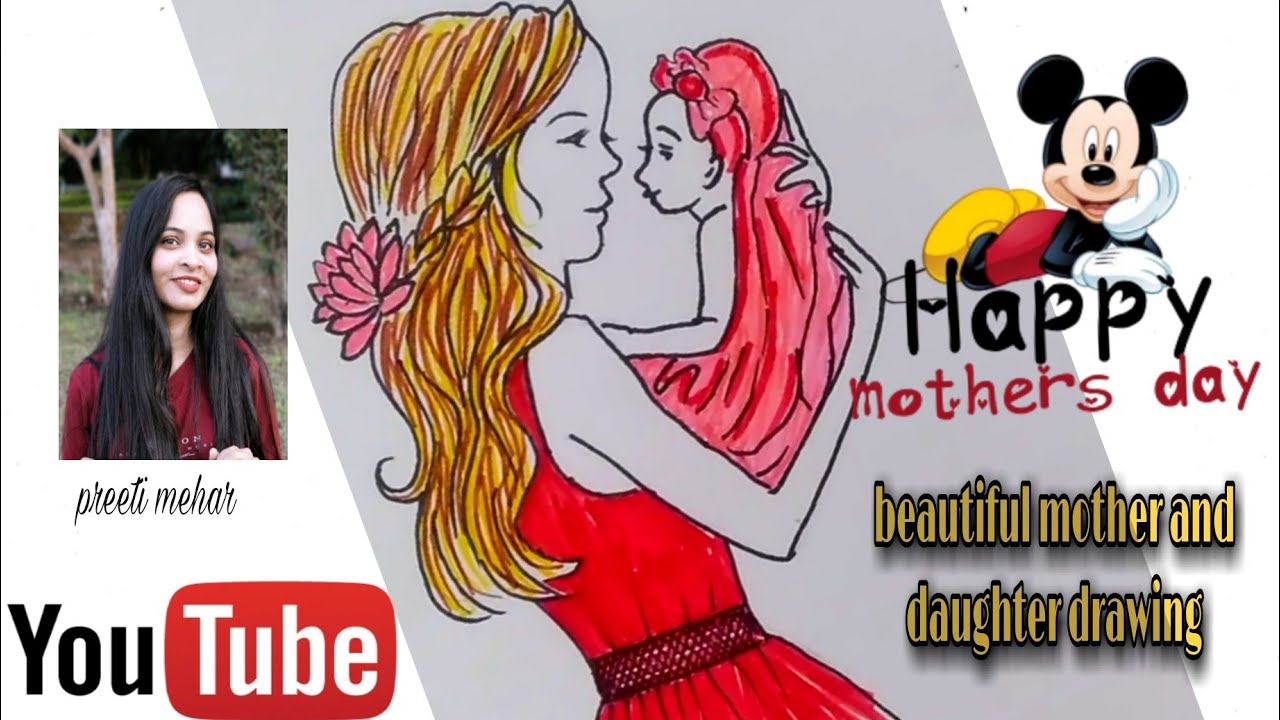 mother and daughter drawing/ happy mother's day /mother's day drawing ...