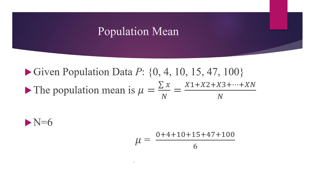 Population Mean & Arithmetic Mean - YouTube