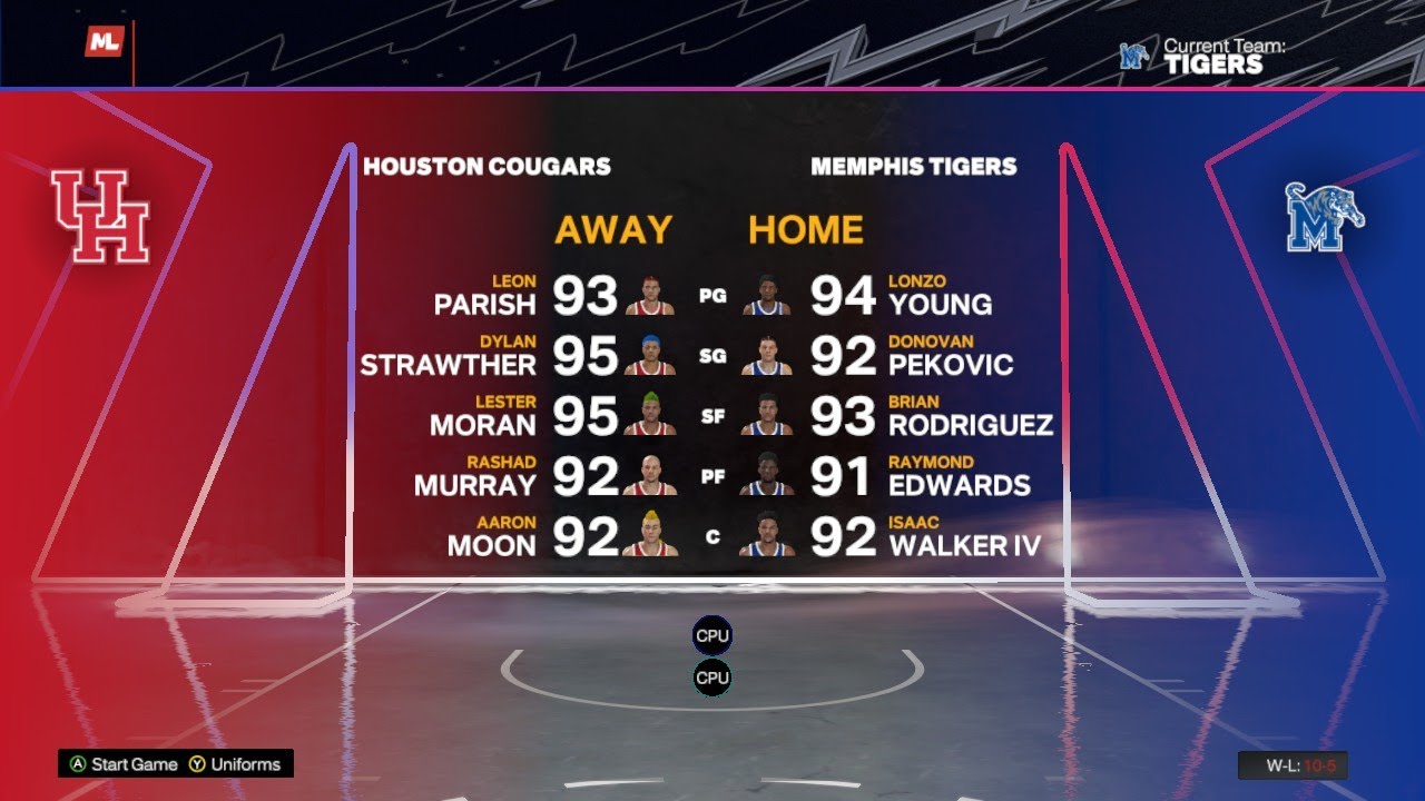 WCBL x NCAA Elims WEEK 14: HOUSTON Cougars(engr) vs MEMPHIS Tigers ...