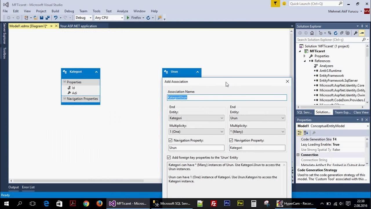 Asp.Net Mvc | Entity Framework Model First Yaklaşımı (Ders 14) - YouTube