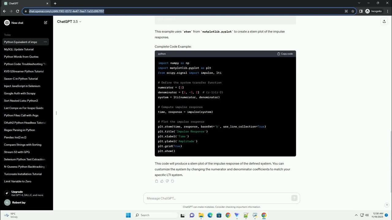 What is the equivalent of impz from matlab in python - YouTube